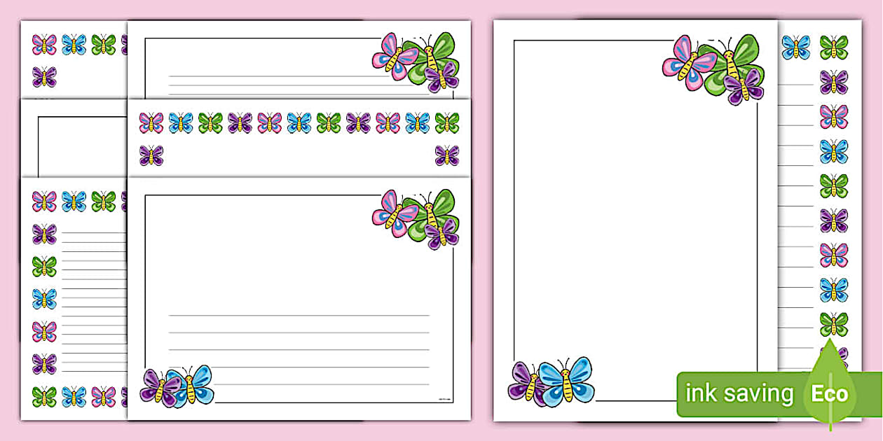 Editable Simple Blank Printable Butterfly Page Border