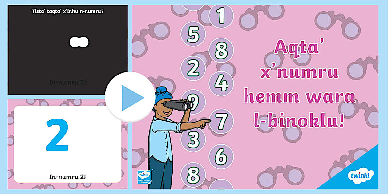 PowerPoint: Aqta x'numru hemm wara l-binoklu! (teacher made)