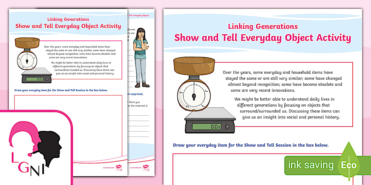 FREE! - Intergenerational Show Tell Everyday Object Activity Sheets