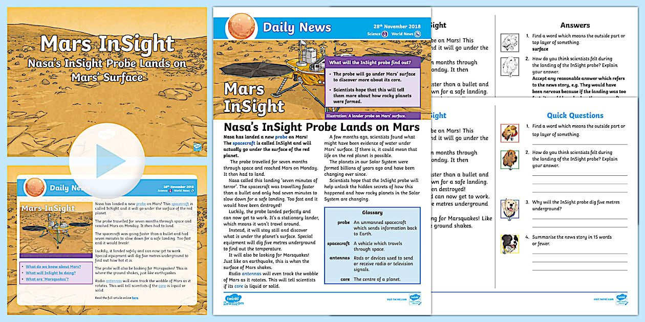 LKS2 Mars Landing Daily News Resource Pack (teacher made)