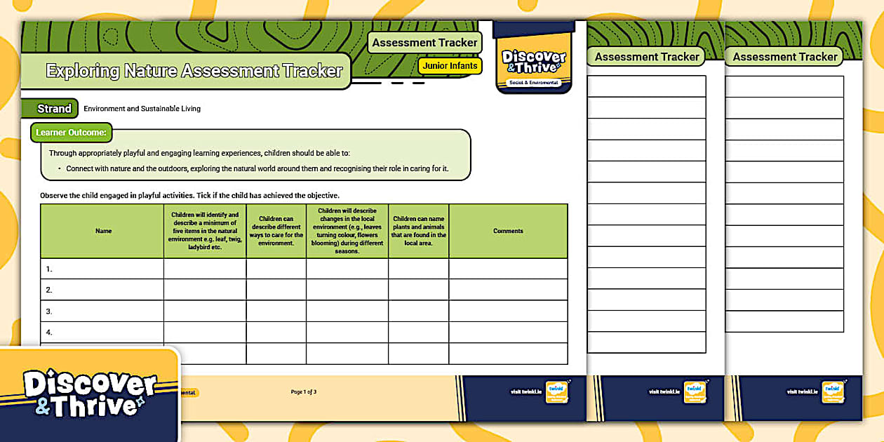 Exploring Nature Assessment Tracker (Teacher-Made) - Twinkl