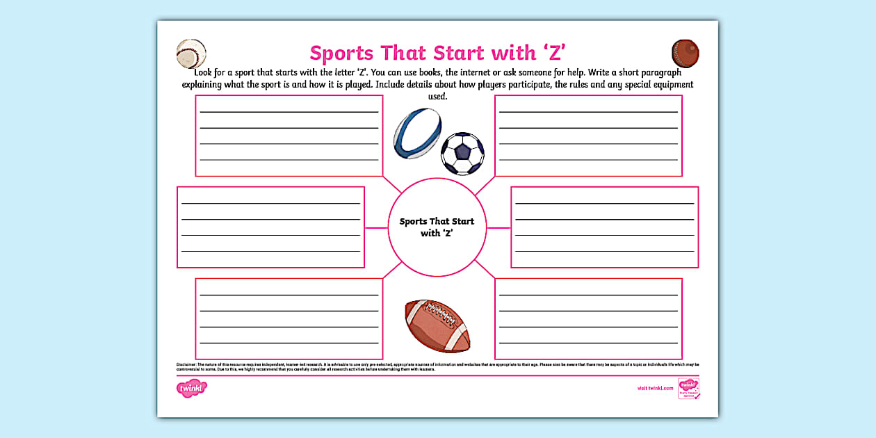 Sports That Start with 'Z' Activity (Teacher-Made) - Twinkl