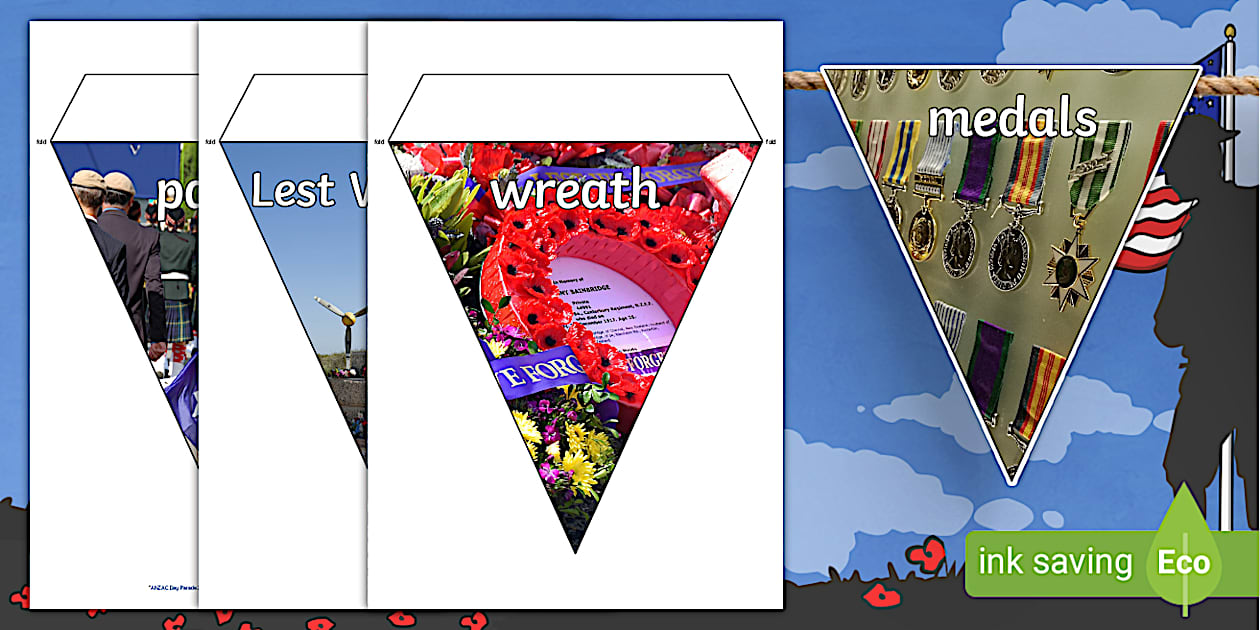 Anzac Day Photo Display Bunting - Twinkl - Australia