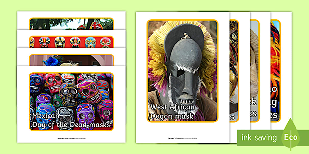 Masks From Around the World Display Photos (Teacher-Made)