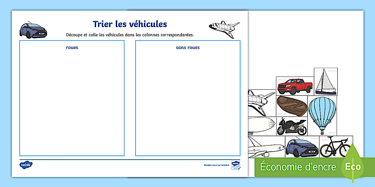 Activité de tri : Les moyens de transport (teacher made)