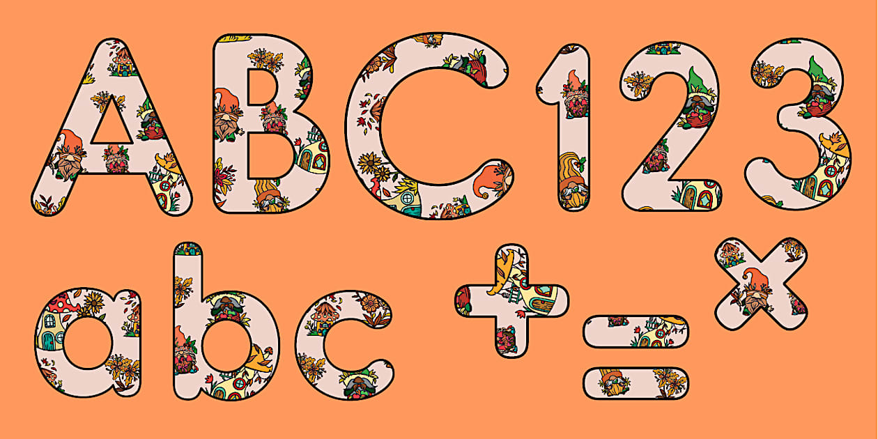 Fall Gnome Bulletin Board Letters and Numbers (Teacher-Made)