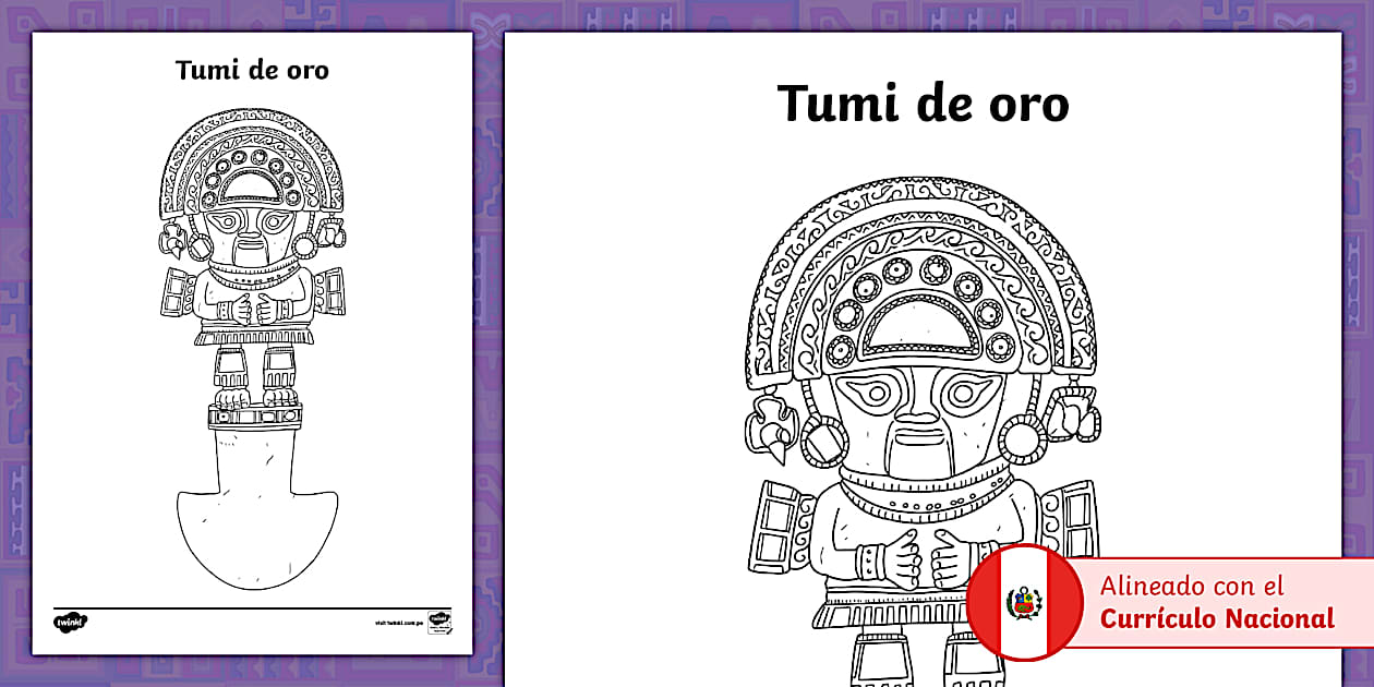 Ficha: Tumi de oro para colorear | Twinkl Perú - Twinkl