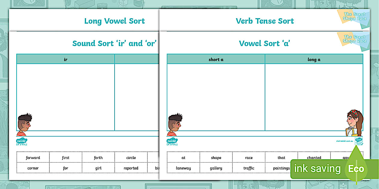 The Great Shape Race - Story Word and Sound Sorts - Twinkl