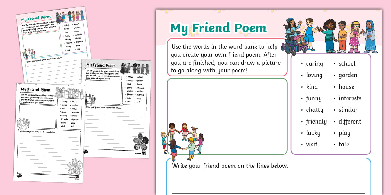 My Friend Poem Writing Template - Twinkl