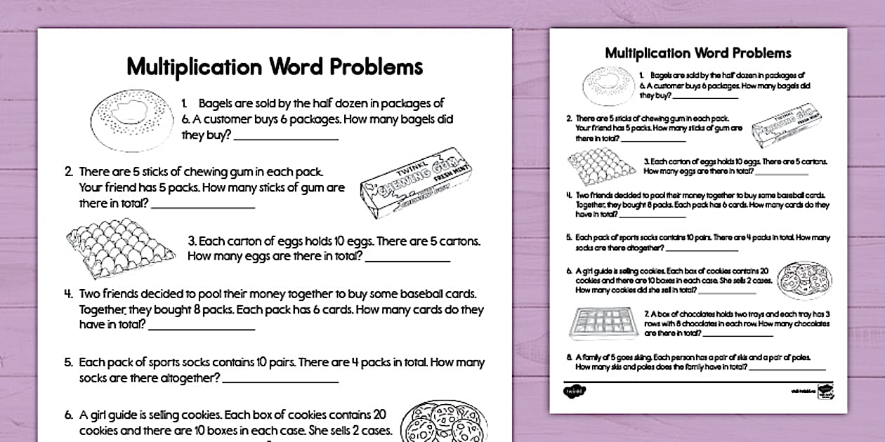 Grade 3 Multiplication Word Problems (teacher made) - Twinkl
