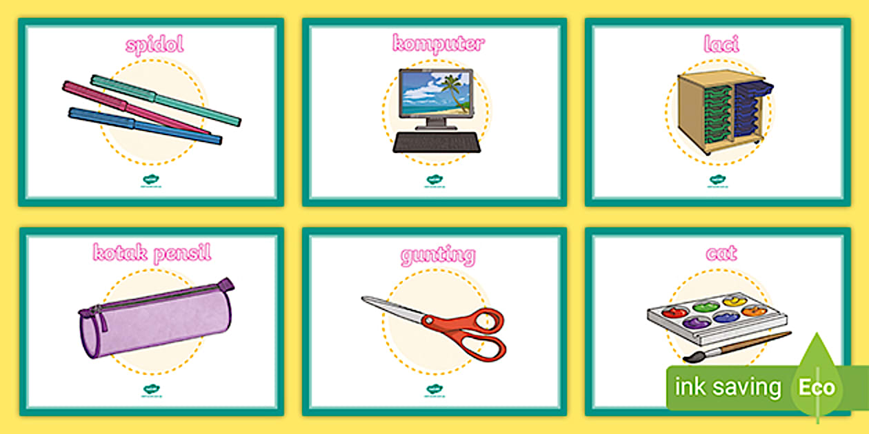 Classroom Objects Display Posters Indonesian - Twinkl