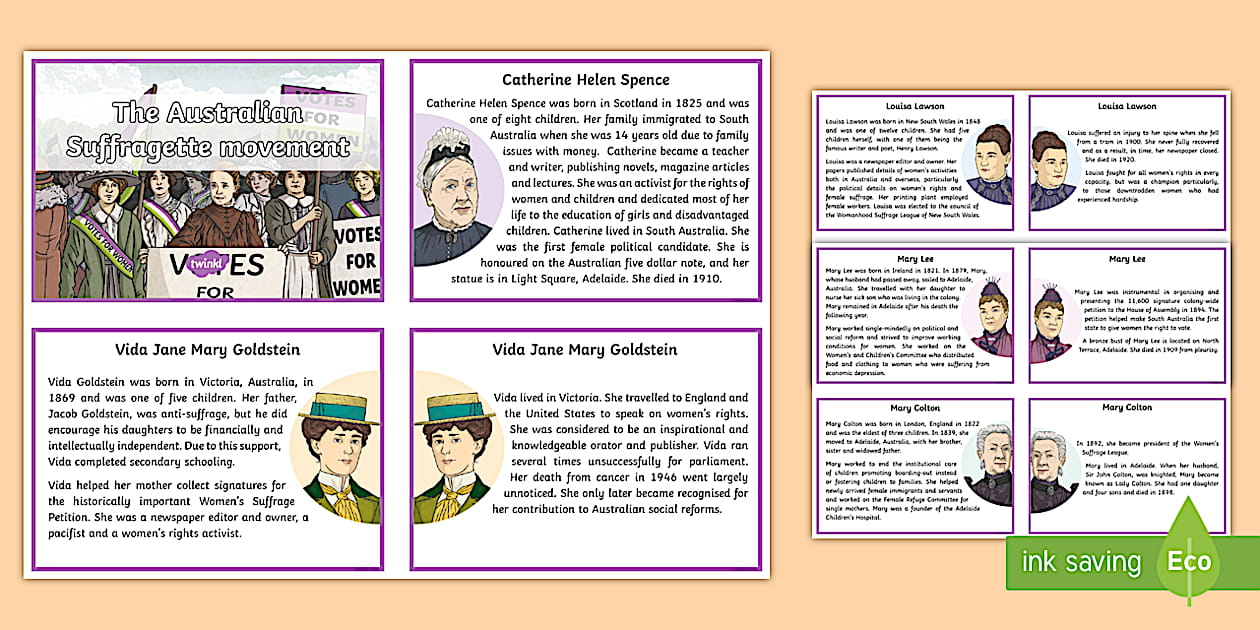 Famous Australian Suffragette Fact File Cards | Teacher-Made
