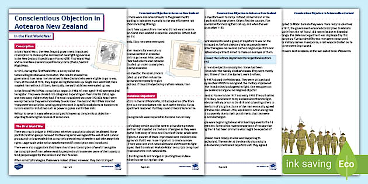 Conscientious Objectors in Aotearoa New Zealand Fact File
