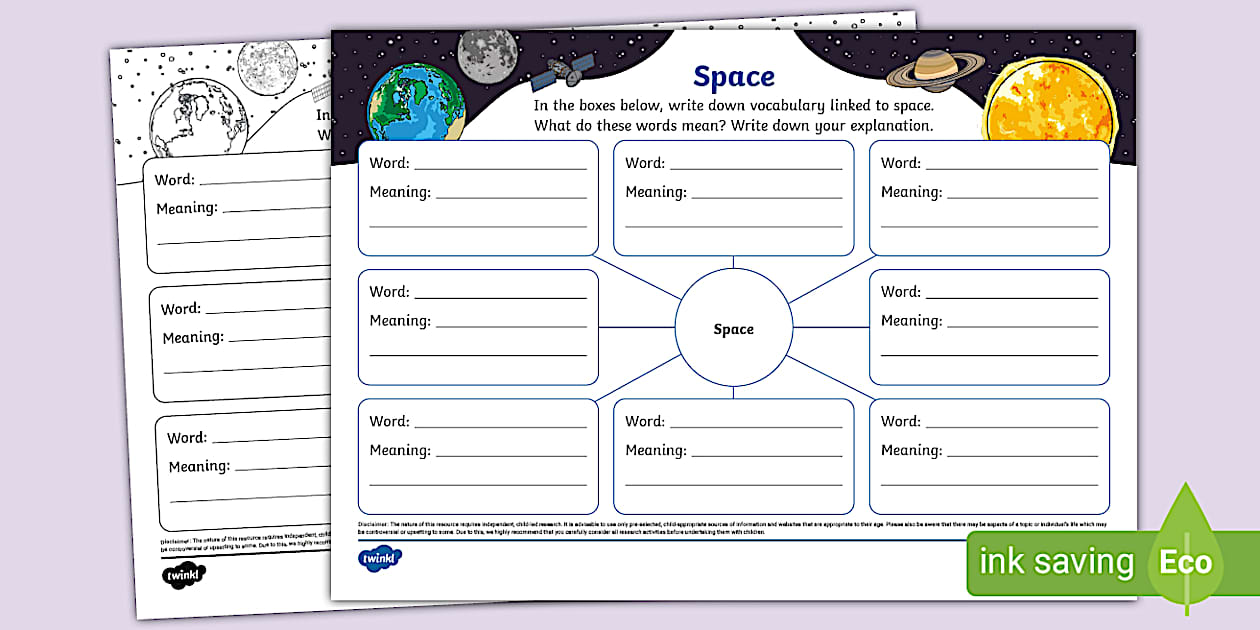 KS1 Space Vocabulary Mind Map (teacher made) - Twinkl