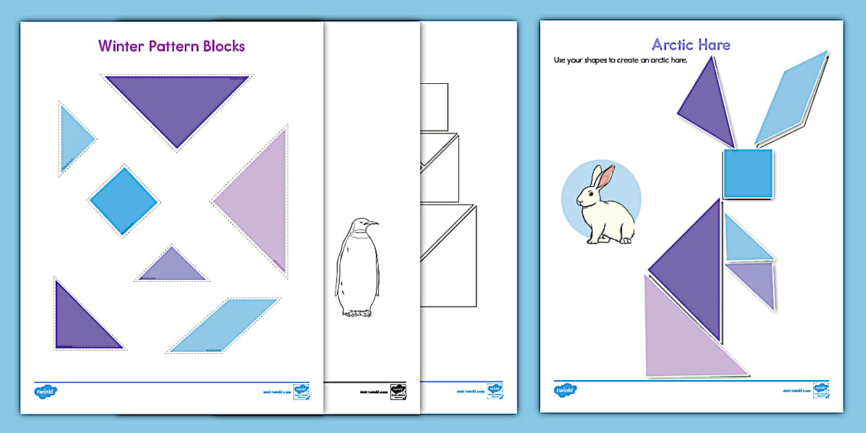 Winter Pattern Blocks for K-2nd Grade (teacher made)