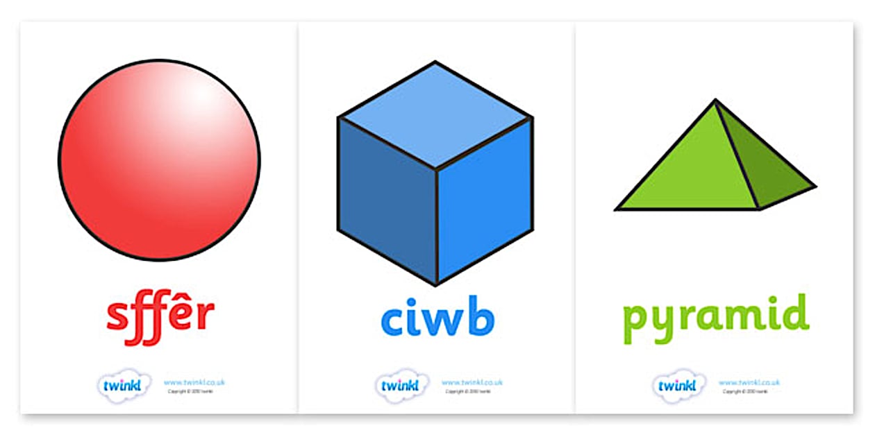 3D Shapes Posters (Welsh) - Twinkl