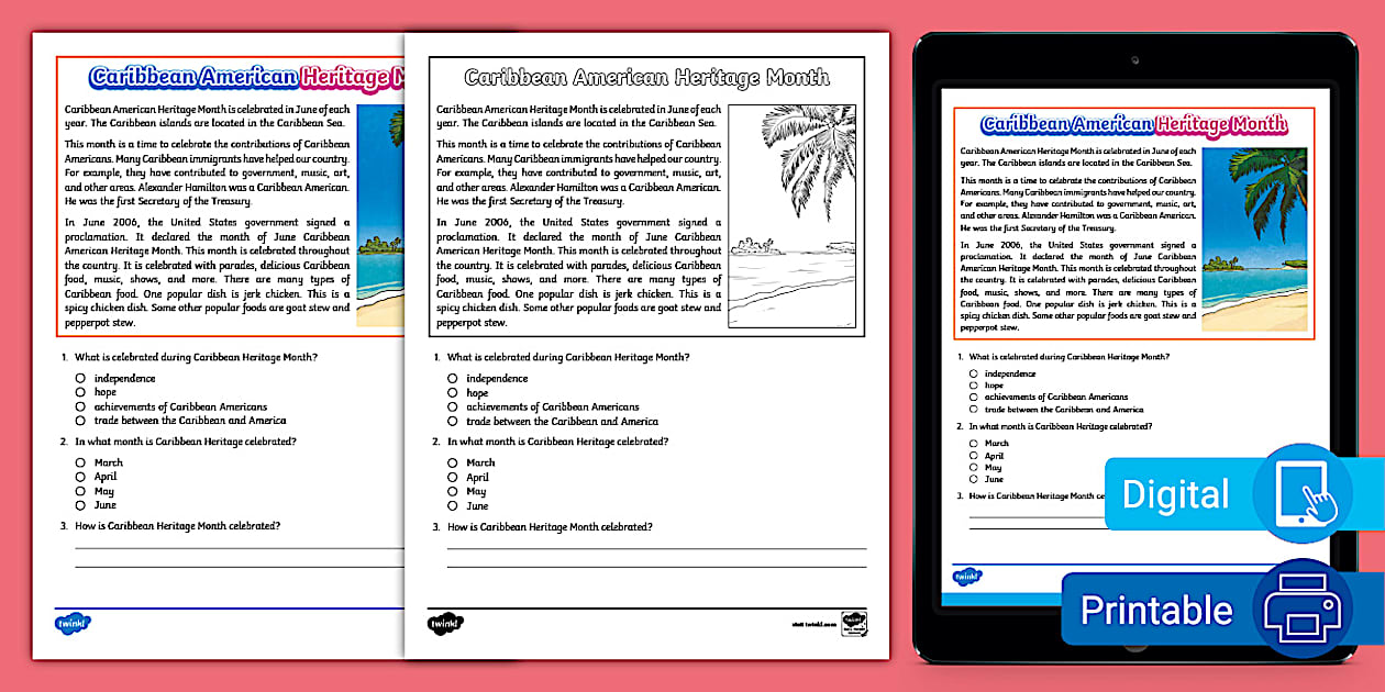 Caribbean American Heritage Month Reading Comprehension