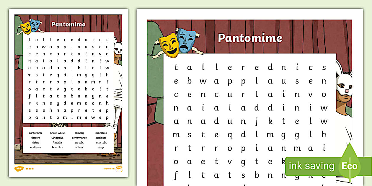 KS2 Pantomime Word Search - Twinkl