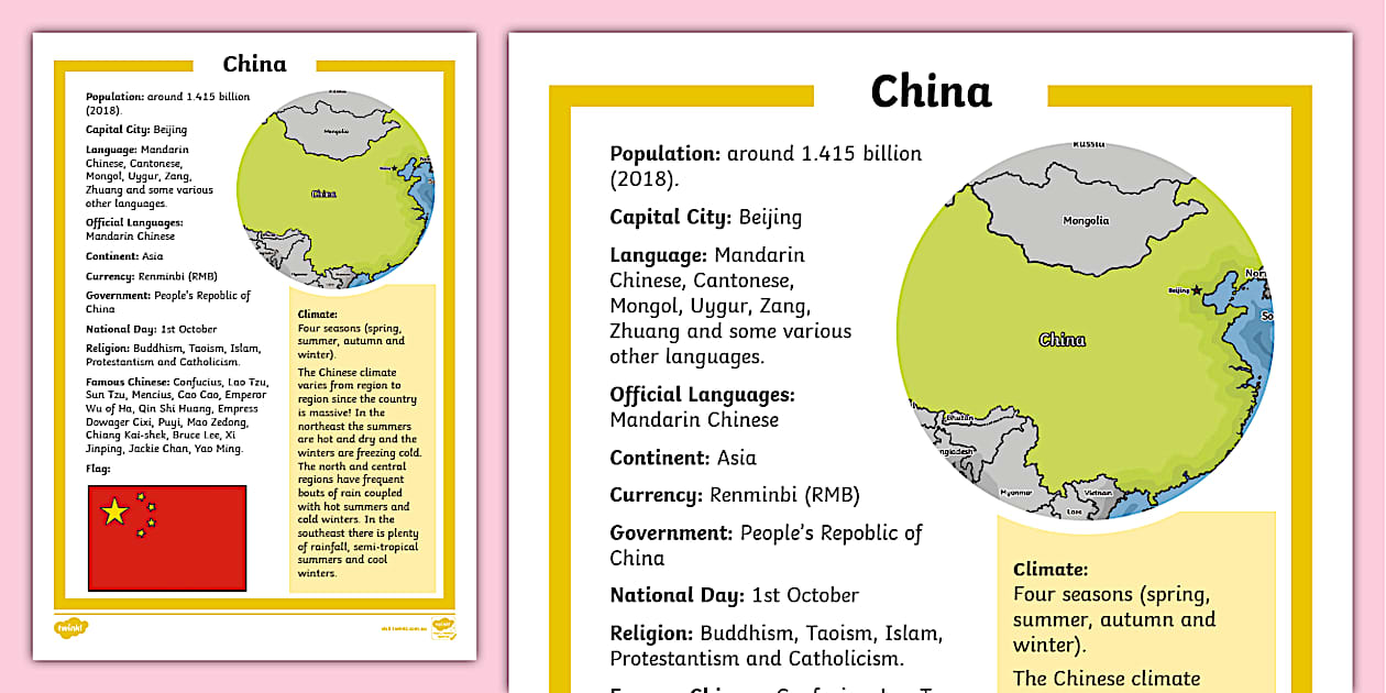 China Fact File (teacher made) - Twinkl