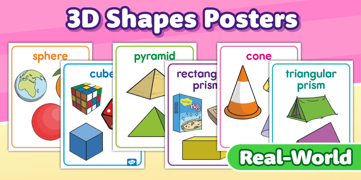 3D Shapes With Real-World Examples Posters
