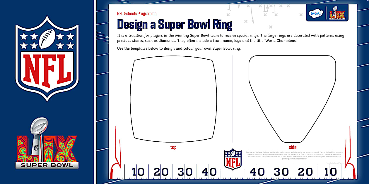 NFL: Super Bowl - Design a Ring Activity Sheet - Twinkl