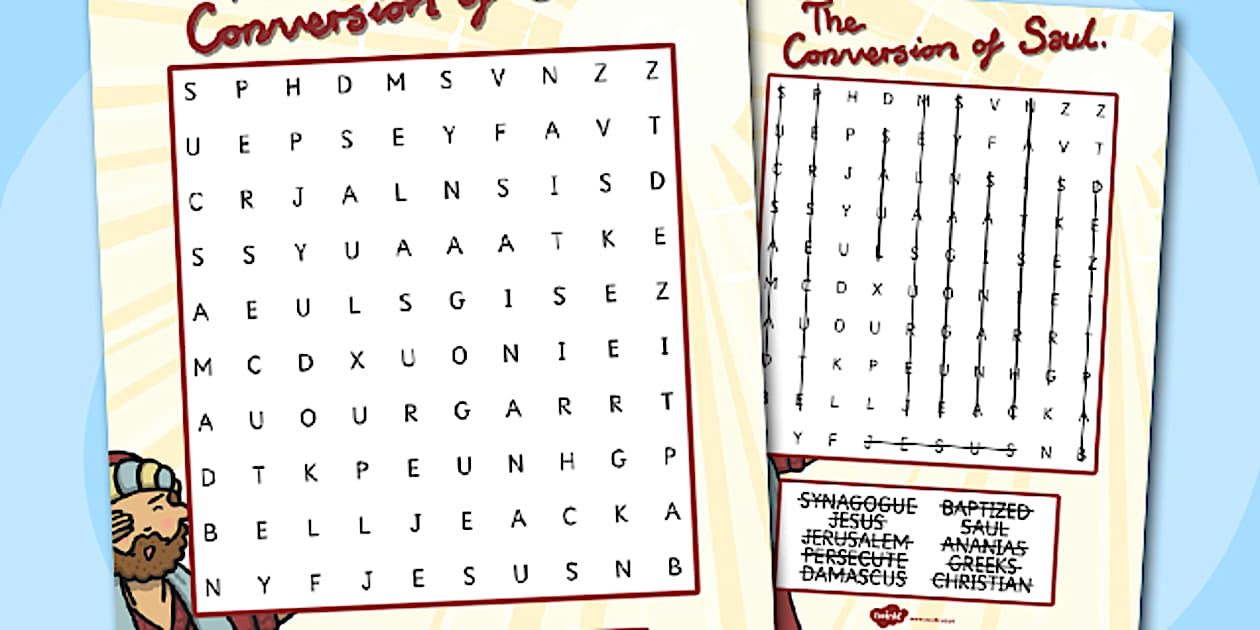 The Conversion of Saul differentiated Wordsearch - Twinkl