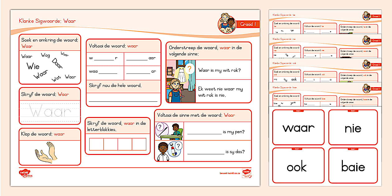Graad 1 Klanke Sigwoorde w, y (teacher made) - Twinkl
