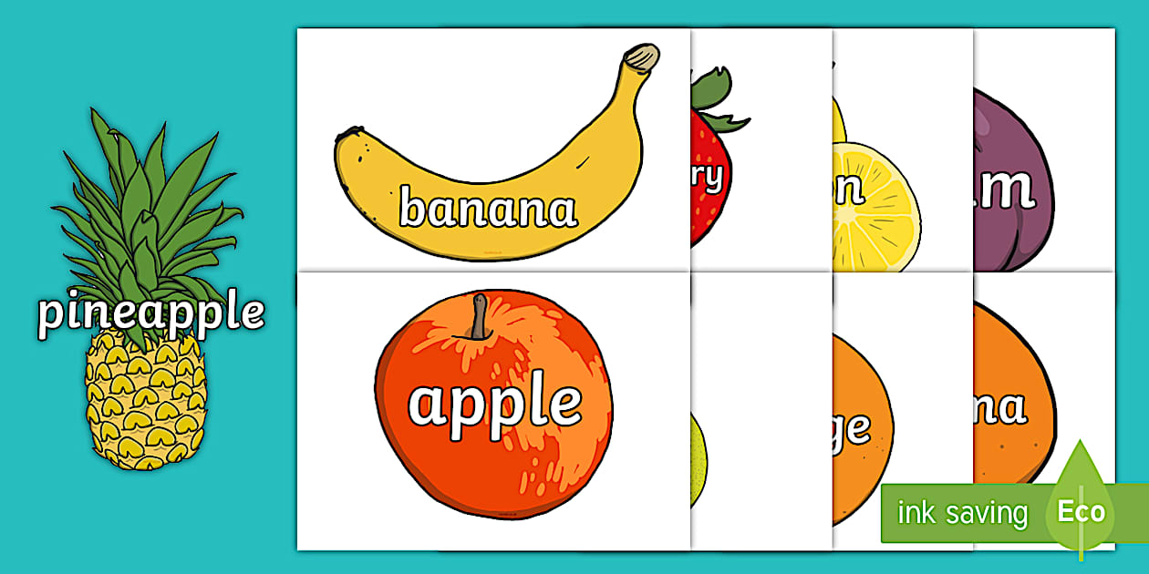 Editable Fruit Words on Fruit (teacher made) - Twinkl