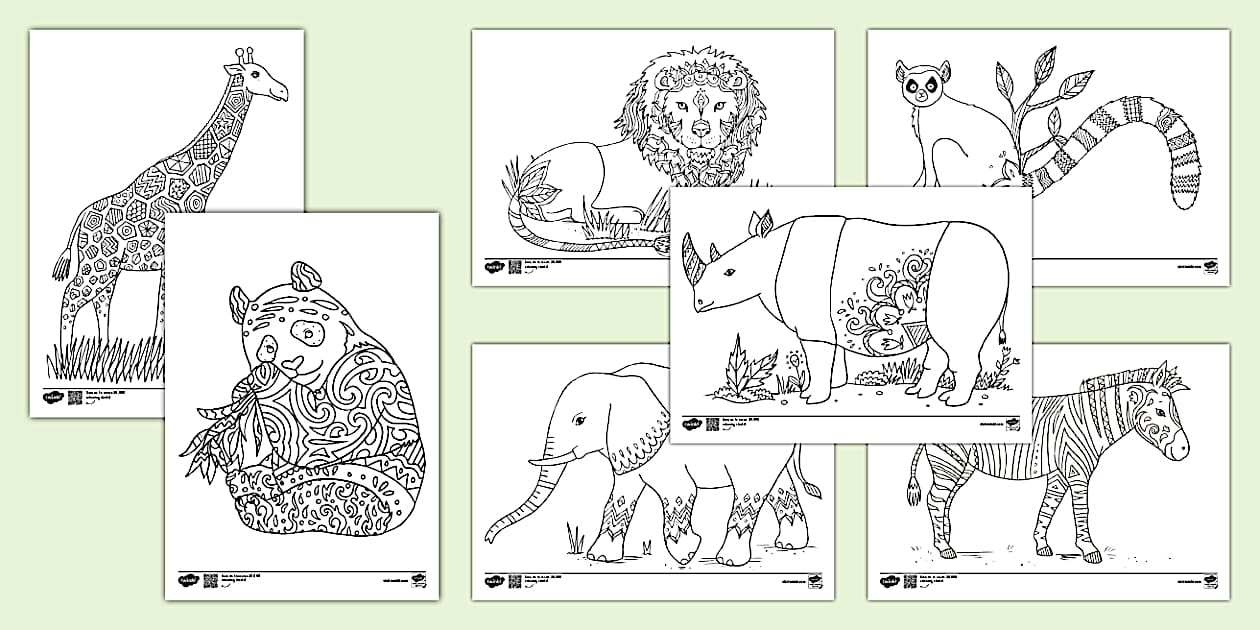 Wild animal mindfulness colouring sheets. Great for EYLF
