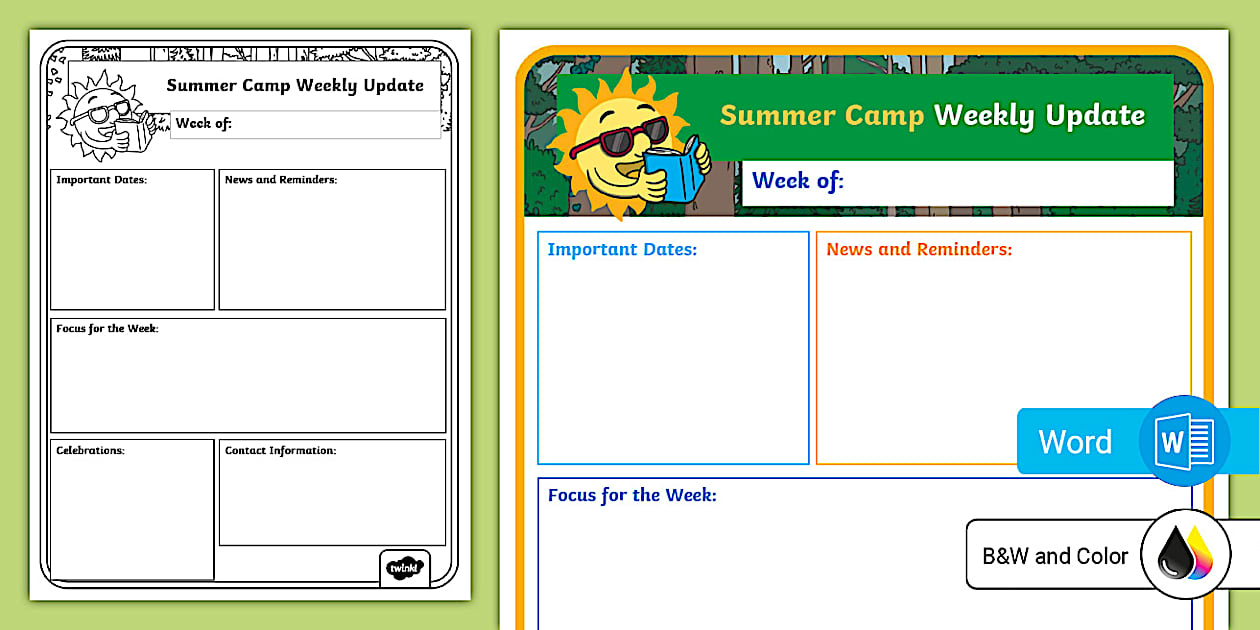 Summer Camp Letter To Parents Template | Twinkl USA - Twinkl