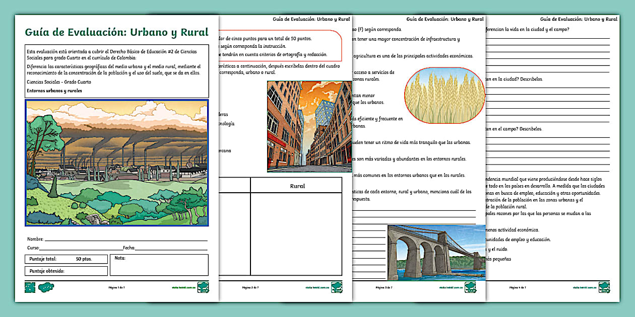 Guía de Evaluación: Urbano y Rural - Twinkl Colombia