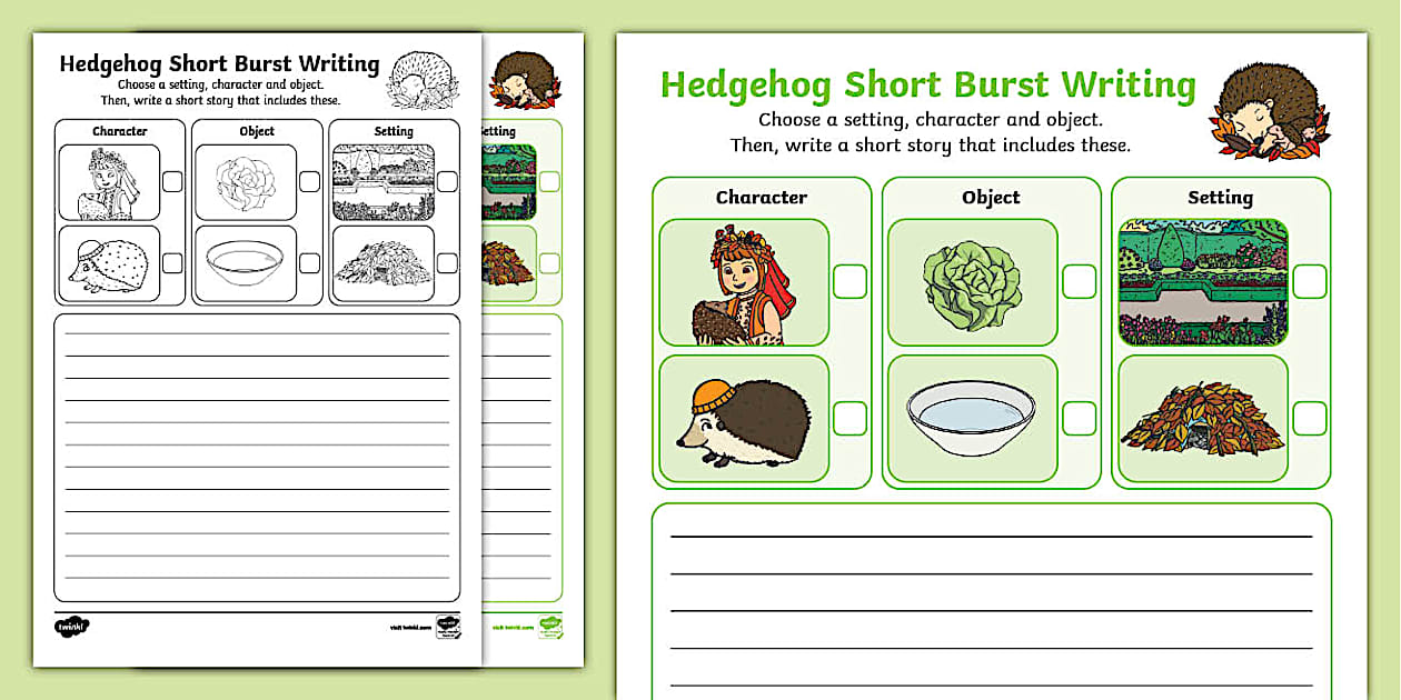 Hedgehog Short Burst Writing Template - Twinkl