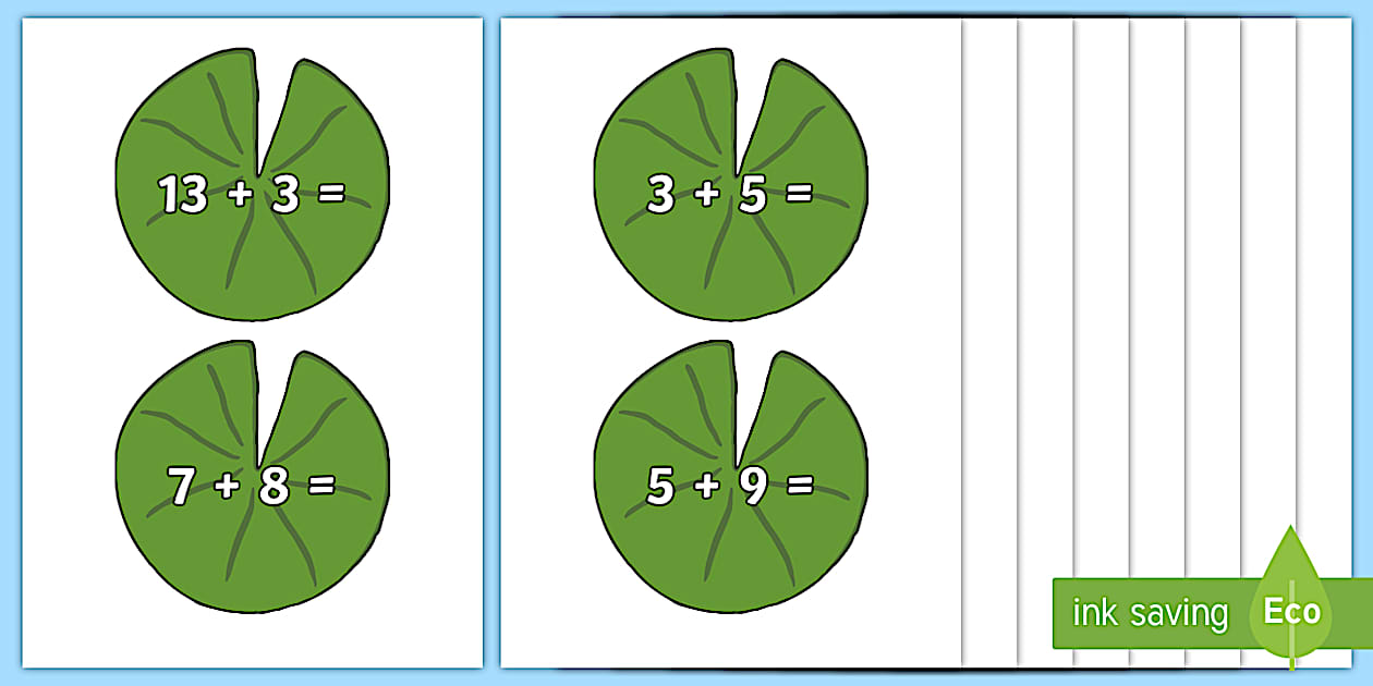 Lily Pad Number Sentences to 20 Display Cut-Outs - Lily Pad Number Sentences