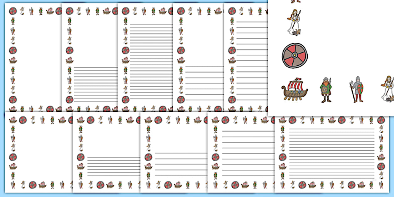 Viking Writing Page Borders (teacher made) - Twinkl