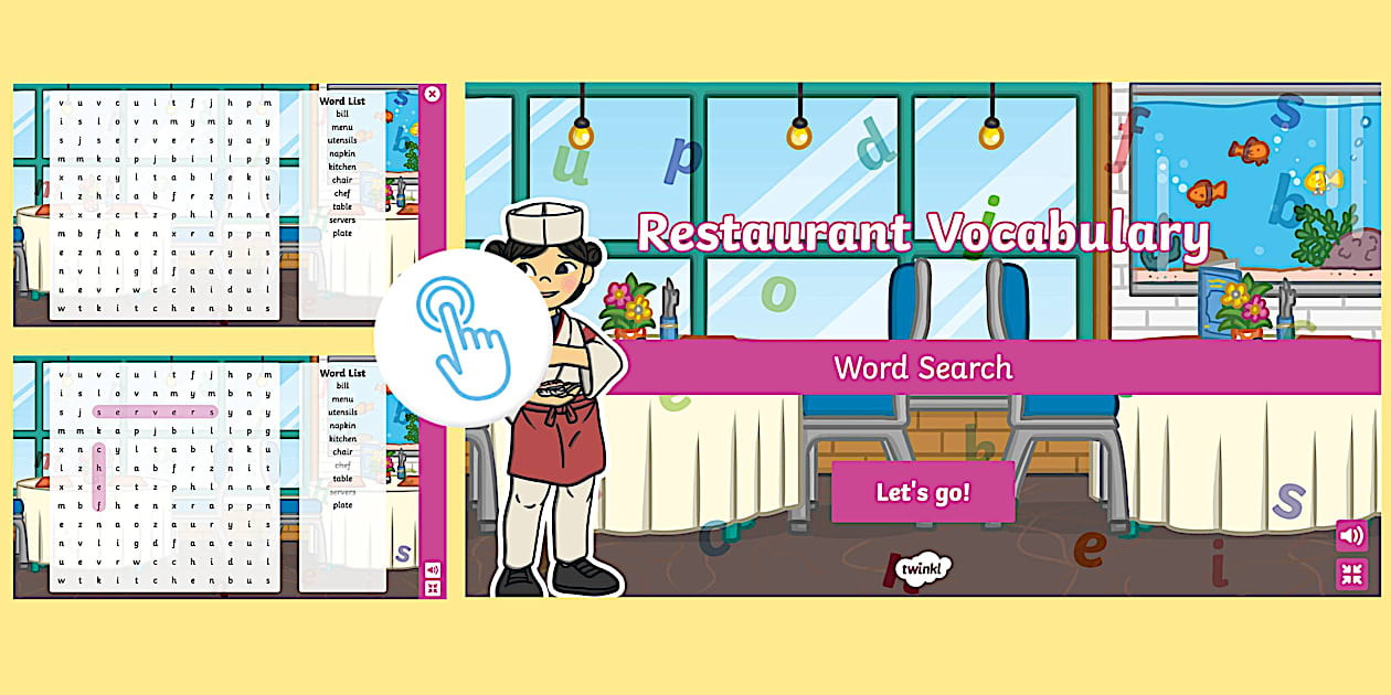 Restaurant Vocabulary Interactive Word Search