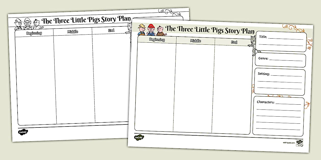 The Three Little Pigs KS1 Story Plan Template (teacher made)