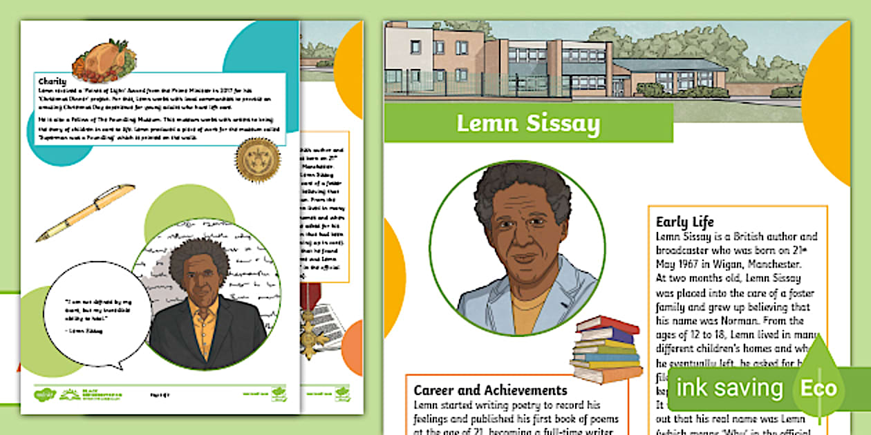 KS2 Lemn Sissay Fact File (teacher made) - Twinkl