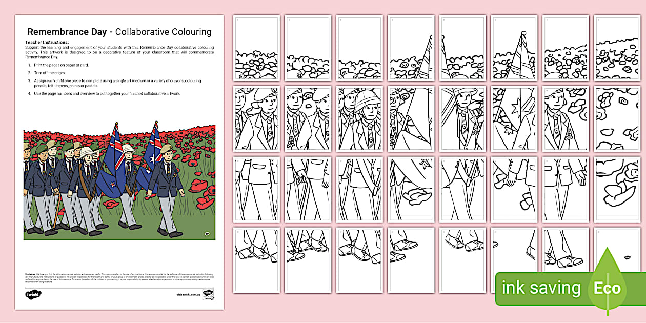 Remembrance Day Collaborative Colouring - Twinkl