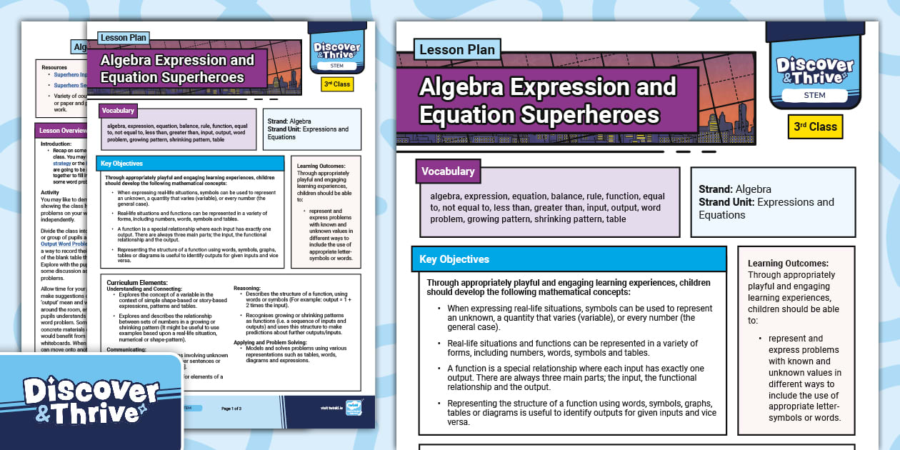 Algebra Expression and Equation Superheroes Lesson Plan
