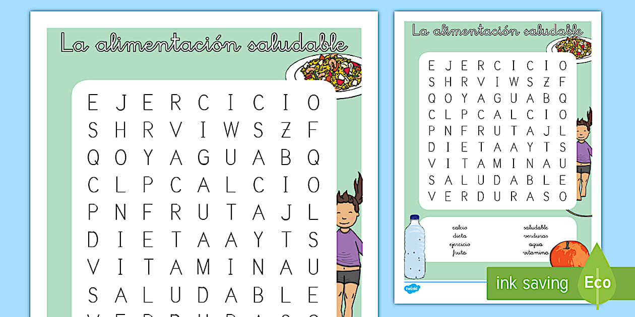 Sopa de letras: La alimentación saludable | Primaria