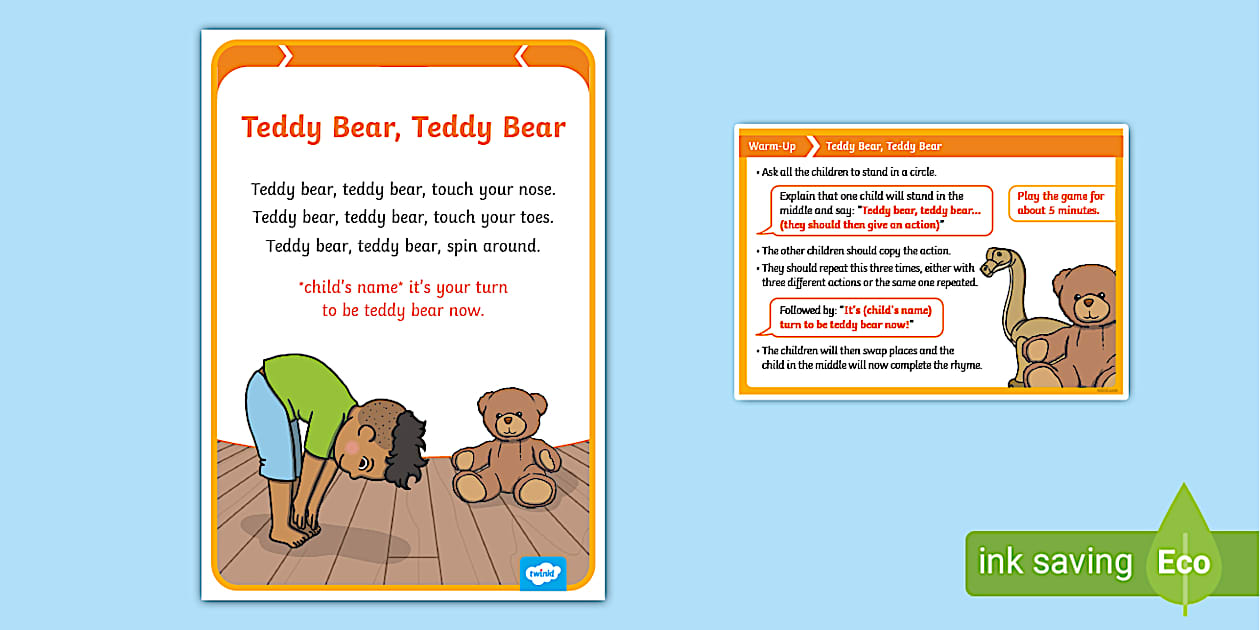 Foundation Reception Teddy Bear,Teddy Bear Warm-Up Activity