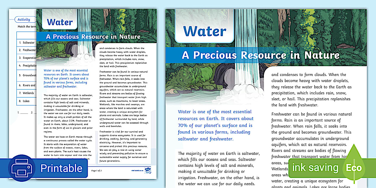 Water: A Precious Resource in Nature