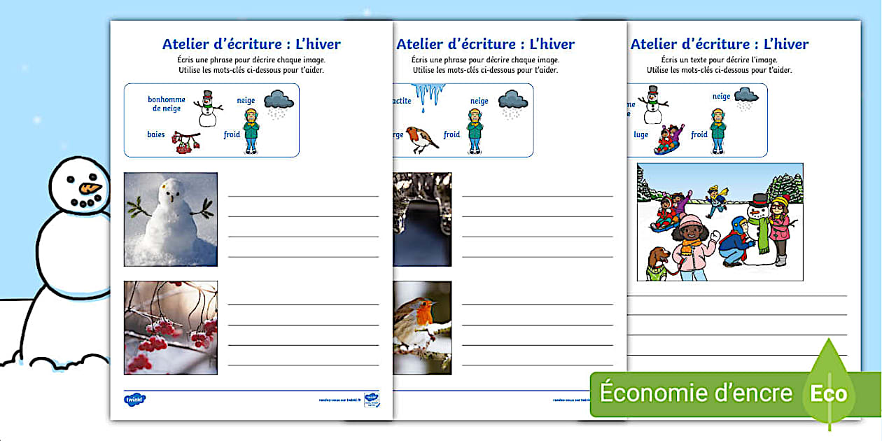 Atelier d'écriture sur l'hiver (teacher made) - Twinkl