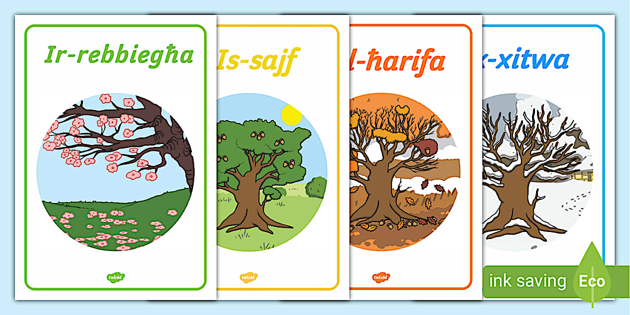 Kartelluni B'Wiri Tal-Erba' Staġuni | Primarja - Twinkl
