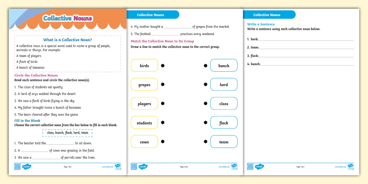 Collective Nouns Activity Sheet