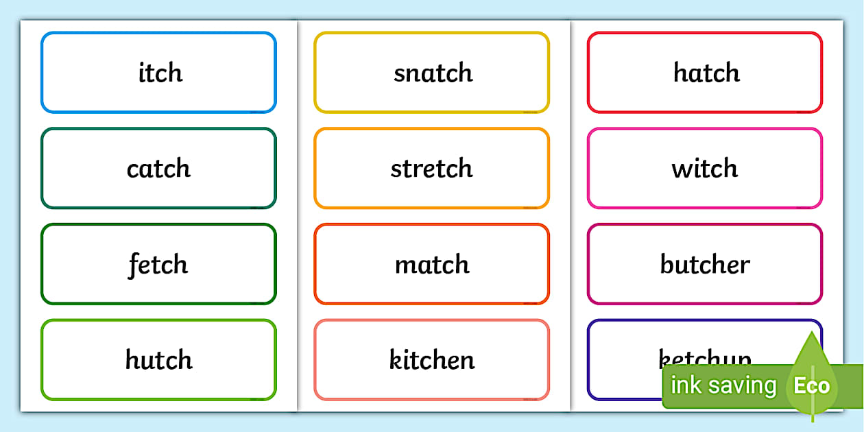 'tch' Word Cards | KS1 Reading Practise (teacher made)