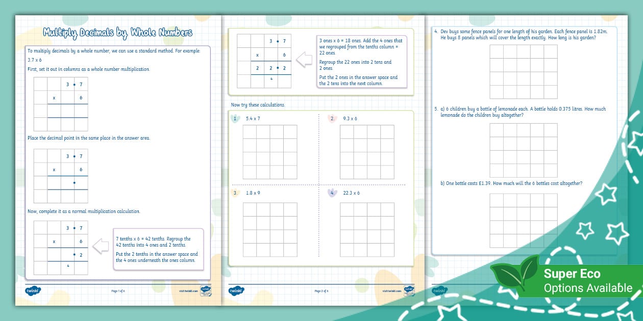 Multiply Decimals By Whole Numbers (ages 10 - 11) - Twinkl