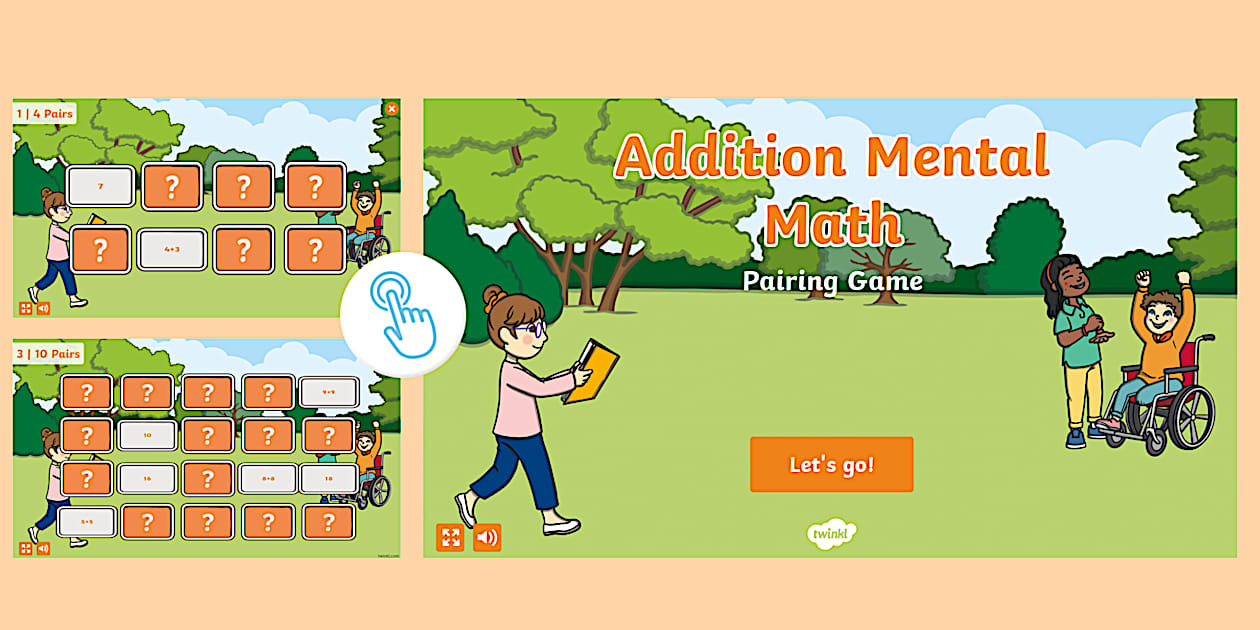 Addition Mental Math Pairing Interactive Game (teacher made)