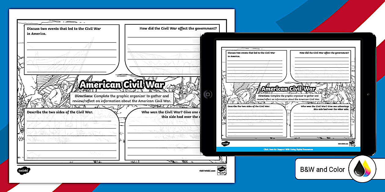 American Civil War Graphic Organizer for 6th-8th Grade
