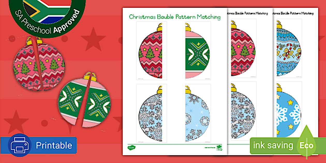 Christmas Bauble Pattern Matching Activity - Twinkl ZA